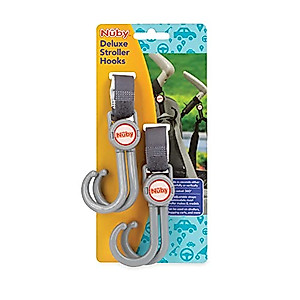 Nuby Double Stroller Hook, Adjustable Hook, Black or Grey