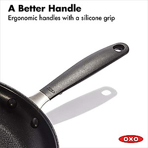 OXO Good Grips 10" Frying Pan Skillet, 3-Layered German Engineered Nonstick Coating, Stainless Steel Handle with Nonslip Silicone, Black