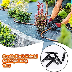 Vseegrs 110PCS Barbed Tee 1/2 inch to 1/4 inch Irrigation Tube Anti-Drop Premiun Quality Fitting (fits 13mm ID/ 4mm ID)，6-Way Adapter，Anti-Drop Irrigation Tube,16mm drip Irrigation kit(Black)