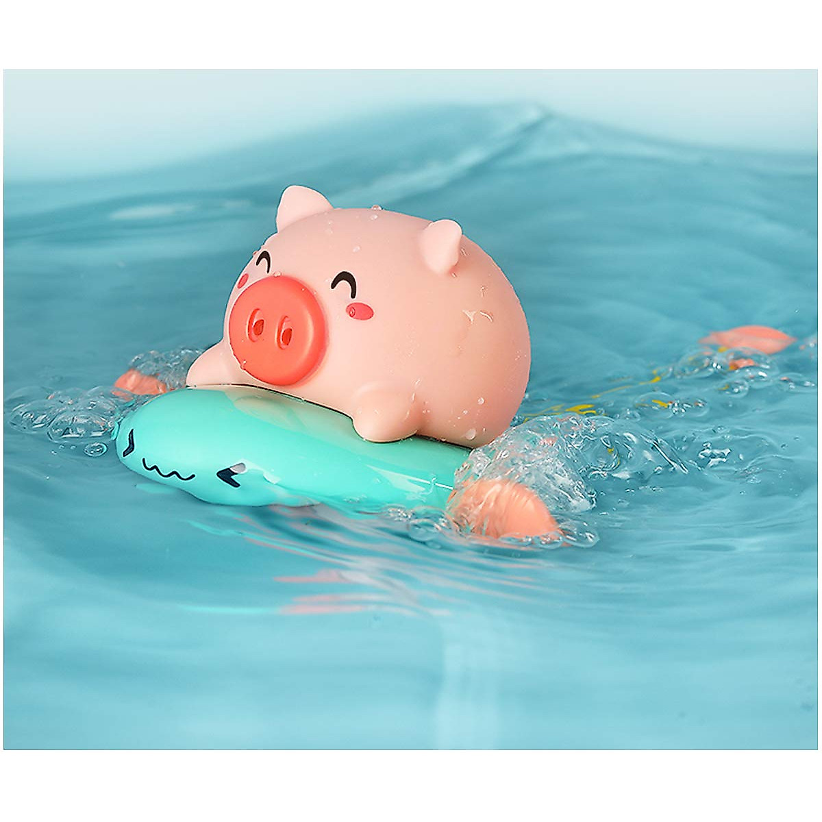 BARTIDO Baby Bath Toys, Kids Bath Toys for Toddlers 1-3, Mold Free Wind Up Pull & Go Pool Swimming Animals Fish& Pig Whale Water Spray Bathtub Squirter Toys for Kids Toddlers Boys Girls Age 2-4