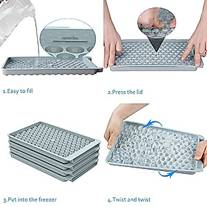 WIBIMEN Mini Ice Cube Trays, Upgraded Small Ice Cube Trays Easy Release, 159x4 PCS Tiny Ice Cube Tray Crushed Ice Tray for Chilling Drinks Coffee Juice(4Pack Blue Ice trays & Ice Bin & Ice Scoop)