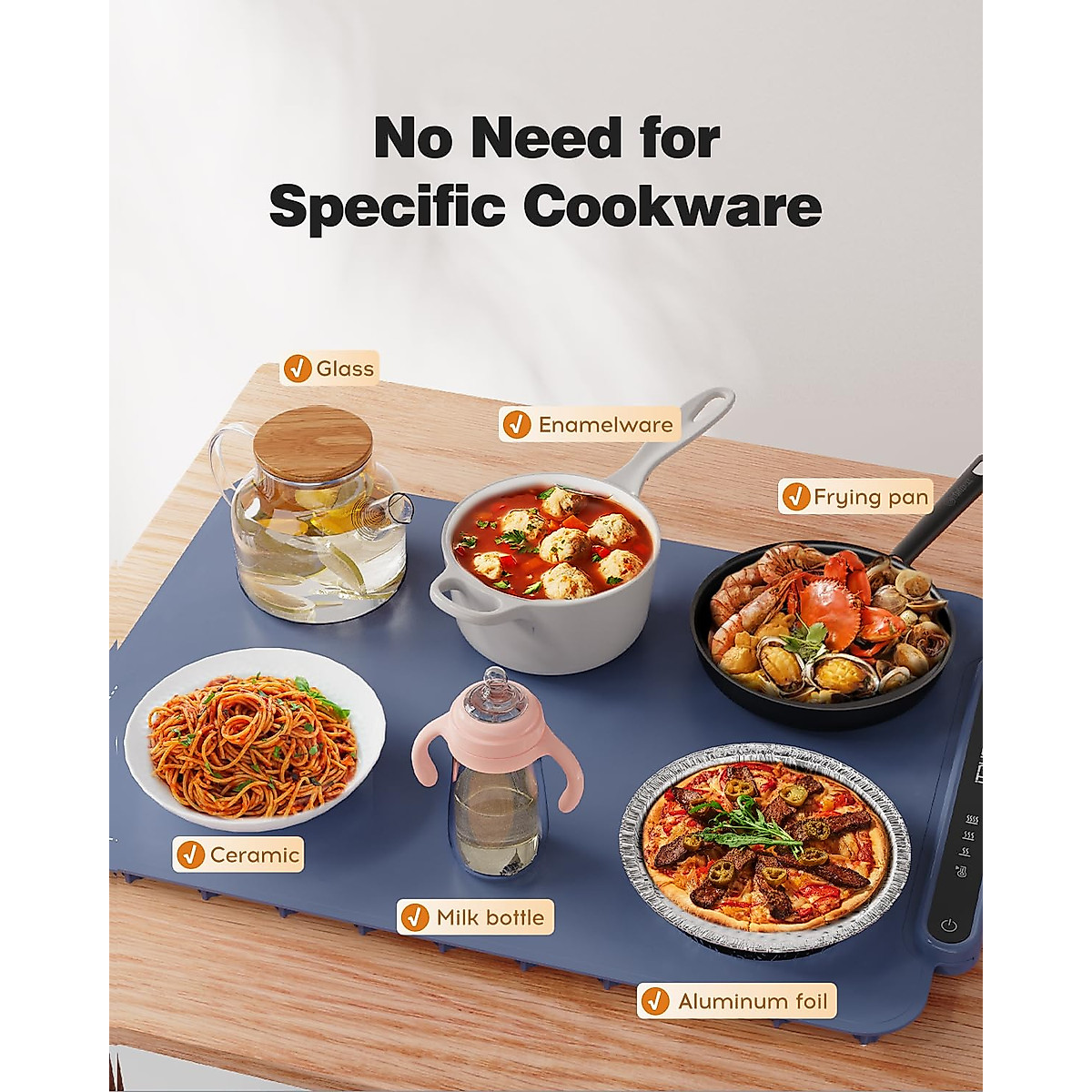 Food Warming Mat, iTRUSOU Electric Warming Tray Full Surface Heating to Keep Food Warm or Thawing, Versatile Food Warmer with 3 Temperature Setting for Parties Buffets Gatherings Holidays Daily Use