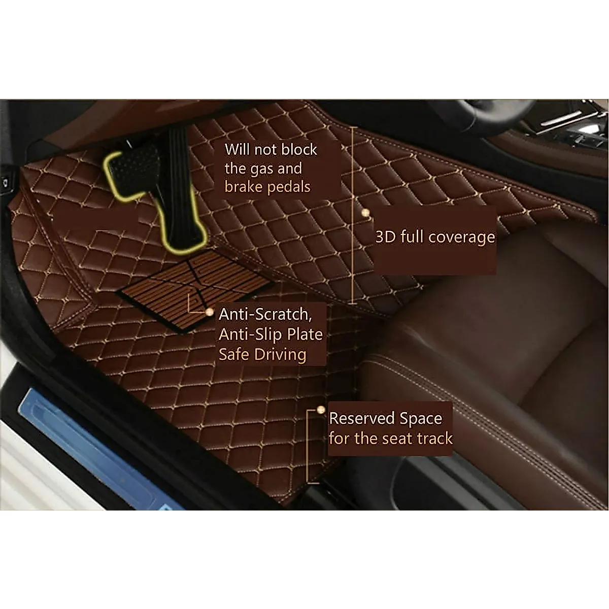 CHENGTAI Custom Automotive Car Floor Mats for 98% Sedan SUV Sports Car Men Women Protection Full Coverage Pads Anti-Slip Leather Floor Lining (Black+Red)