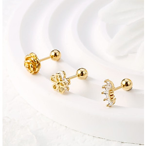 Leocuci Cartilage Earring Tragus Piercing Jewelry for Women Stainless Steel Forward Helix Earrings Gold Daith Piercing Jewelry Conch Hoop Earring Set with Ear Piercing Studs