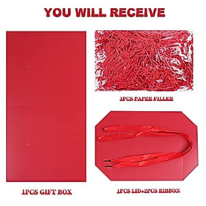 Elephant-package Medium Gift Box with Lids, Ribbon and Paper Filler, for Birthdays, Christmas, Valentine's Day， Present Packing - Collapsible, 8.7", 1 Pack, Red