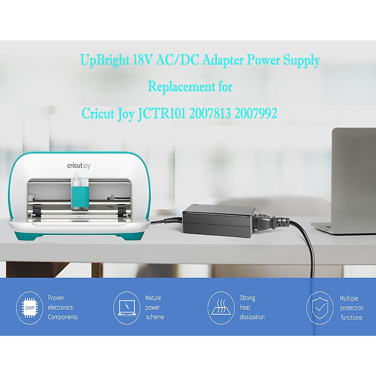 UpBright 18V AC Adapter Compatible with Cricut Joy JCTR101 2007813 2007992 Compact Portable DIY Smart Cutting Machine PC2007992 GHFB23405 SS2076299 TS-A045-1800251 18VDC Power Supply Battery Charger