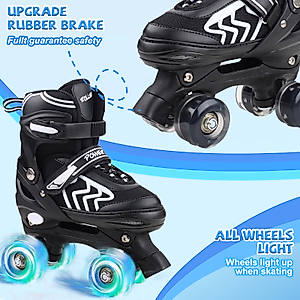 SZHZS Kids Roller Skates for Boys Girls Children Beginners, 4 Sizes Adjustable Roller Skates for Youth Big Kids for Outdoor Indoor Sports