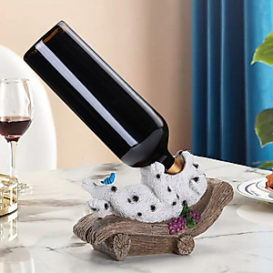HERJIATK Wine Bottle Holder Dog Wine Rack Resin Decorative Puppy Sculpture for Home, Kitchen, Restaurant, Bar, Tabletop Decoration Gifts