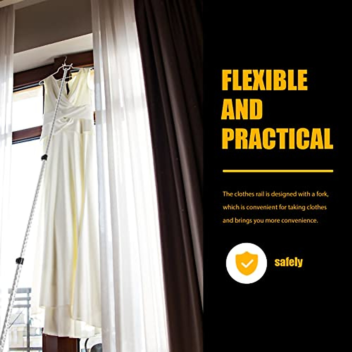 DOITOOL Hanger Retriever Pole with Hook- Adjustable 50 INCH High Reach Garment Hook- Extendable Reaching Stick Pole to Easily Reach Clothes and Closet Poles (Silver)