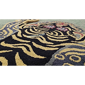 Generic Tibetan Tiger Rugs Skin Shape 2x3 Ft Area Rugs for Resistant Carpet Handmade Tufted 100% Woolen Rugs Animal Carpet for Kid Room Bedroom by Modern Carpet (2X3 FEET), Multicolor