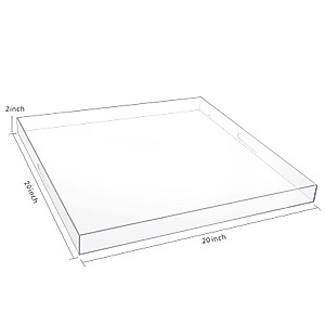 MIKINEE 20×20 Inches Clear Acrylic Sturdy Serving Tray Decorative Ottoman Coffee Table Trays Water Proof Bed Tray Counter Top Organizer