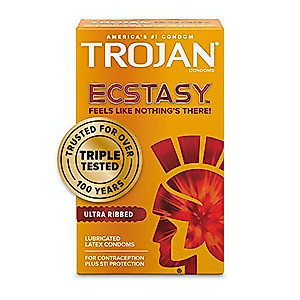 Trojan Ultra Ribbed Ecstasy Lubricated Condoms - 26 Count