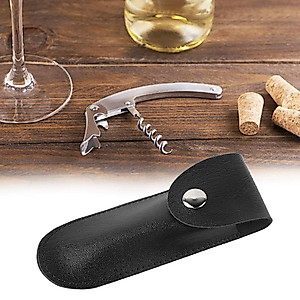 Bottle Opener Leather Case New Bottle Opener Holster Small Leather Bag Wine Knife Set Wine Tool Holder PU Bag (Black)