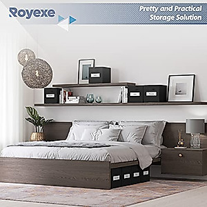 Royexe Storage Cubes - 11 Inch Cube Storage Bins (Set of 8). Features Large Label Window & Dual Handles & Fabric Cubby Organizer Baskets | Foldable Closet Shelf Organization Boxes (Black)