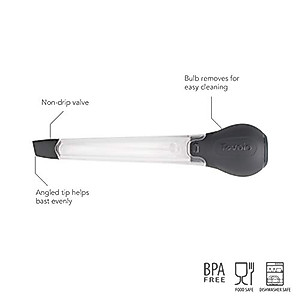 Tovolo Large Dripless Angle Tipped Bulb Baster for Turkey Roasting Slim Profile for Drawer Storage, Dishwasher-Safe, BPA-Free Silicone & Plastic, Clear