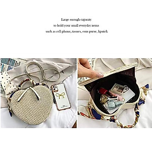 Dajingkj Fashion Ribbon Beach Bag Heart Shaped Purse Handheld Straw Bag Shoulder messenger bag for Women (creamy-white)
