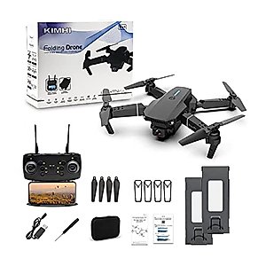 KIMHI Drone with Camera for Adults/Kids, 1080P FPV Dual Camera,Foldable RC Quadcopter Drones for Beginners, 2 Batteries, Carrying Case, One Key Start, Altitude Hold,Headless Mode,3D Flips (E88)