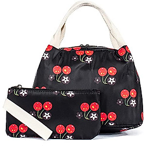 Joyfulife Backpack for Girls School Bags Kids Bookbags Teen Girls Backpacks with Lunch Box Pencil Bags Travel Daypack (Cherry Black)