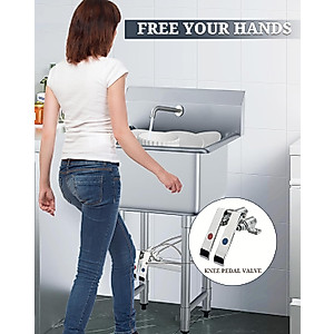 Phivan Foot Operated Faucet Valve - Knee Hands-Free Sink Pedal Brass Double Pedal Valve Control Non-Contact Faucet Sink Knee Pedal for Commercial Kitchens, Hospitals, Schools, Laboratories