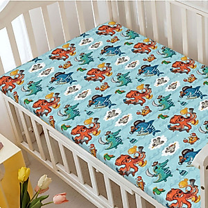 Pirates Themed Fitted Crib Sheet,Standard Crib Mattress Fitted Sheet Ultra Soft Material-Baby Crib Sheets for Girl or Boy,28“ x52“,Multicolor