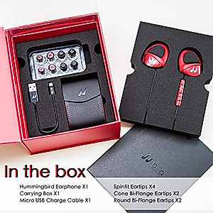 Bliiq Bluetooth Headphones, HiFi Bass Stereo with Mic, [Hummingbird][Ambient Mode|SpinFit Earbuds] Noise Cancellation, Water-Resistant Wireless Sport Earphones for Running Workout Gym (Red)