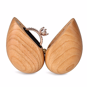 Wooden Ring Box Heart Shaped Ring Box for Wedding,Proposal,Engagement Ring Box,Wood Ring Case Wood Ring Holder Gift (True Love Eternal Cherry)