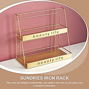 BESPORTBLE Cosmetic Storage Rack Makeup Organizer Shelf 2 Tier Cosmetic Storage Basket with Tray for Cosmetics Countertop Storage Organizer Standing Rack for Dresser Countertop Bathroom Gold