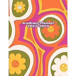 Academic Planner 2023-2024: (July 2023 - June 2024) 12 Months Dated Agenda Organizer, Daily Planning, Diary Notebook, Note Pages With Holidays, Retro Design