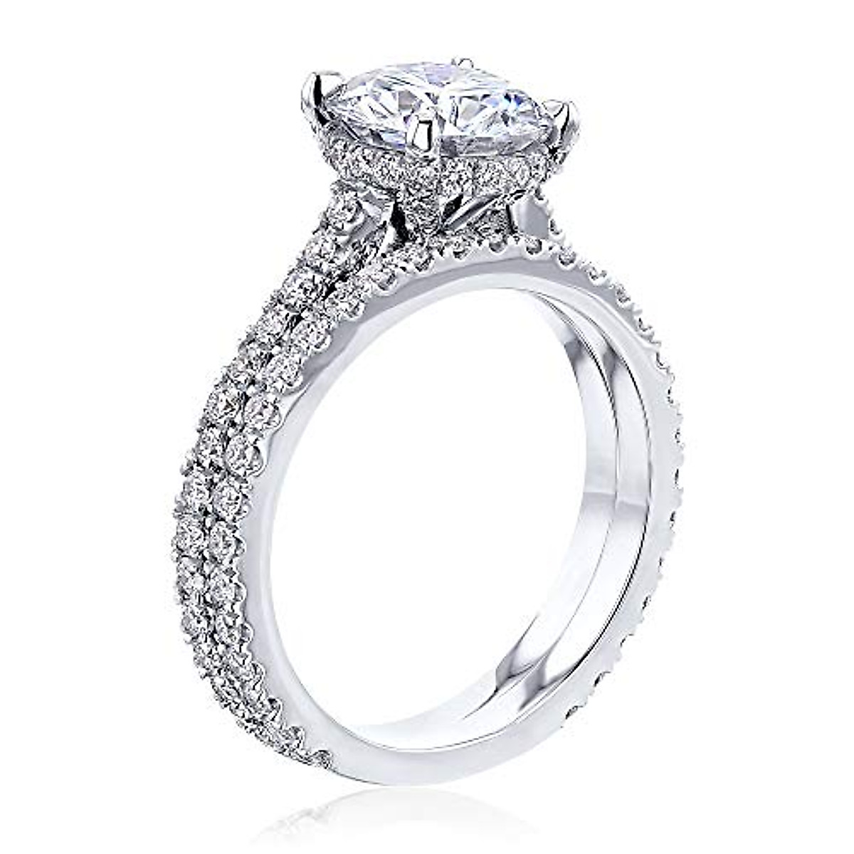 Kobelli 2ct Round Moissanite Fancy Hidden Halo Set - white-gold / 7.0 G-H