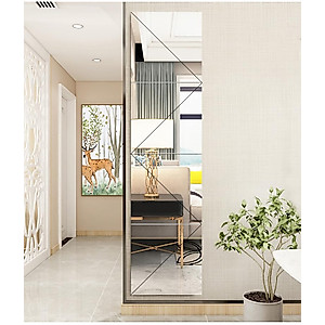 YUZUCMCM 8 pcs Triangular Mirror Tiles Acrylic Flexible Plastic Mirror Sheets Wall Mounted Mirrors Frameless Full Body Mirror Tiles for Bedroom Home Gym Bathroom