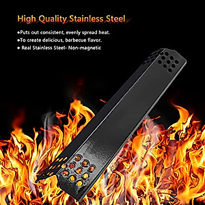 Hisencn Grill Replacement Parts for Nexgrill 720-0697, for Grill Master 720-0697, for Sunbeam 720-0697 Grill Burners Tube, Porcelain Steel Heat Plates, Temp Gauge/Heat Indicator 22551, 4-Pack