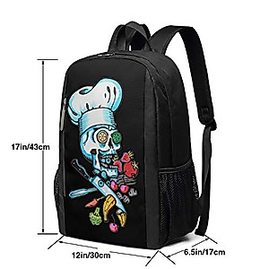 Cool Chef Skull Laptop Backpack Business Travel Computer Bags School Bookbag Notebook for Women Men