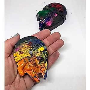 Set of 2 Recycled Crayon multi color Falcon Space Ship Crayons - Galaxy party favors - Kid Prize - Han Solo Chewy