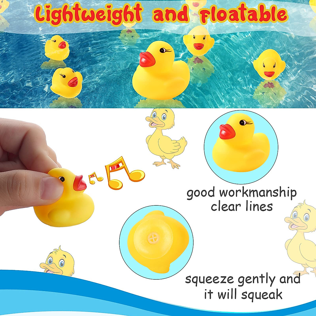 100 PCS Mini Rubber Duck Float Ducks Ribbon Bath Ducks Bulk Breast Pancreatic Cancer Mental Health Ducks Bathtub Toys Bulk Rubber Ducks for Cancer Awareness Pool Decorations(Funny,Yellow)