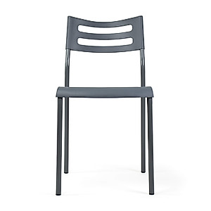 Humble Crew Desk Chair no Wheels, Grey, 16"W x 19"D x 30"H, 200 lbs Max - Lightweight Plastic Chair for Small Spaces - Premium Stackable Minimalist Chair for Office, Dorm, Bedroom, Dining, and More
