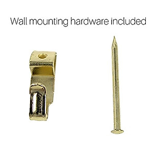 BANBERRY DESIGNS Brass Vinyl Coated Plate Hanger 3.5 to 5 Inch Plate Hanger Set of 4 Hangers - Includes Hanging Hook and Nail