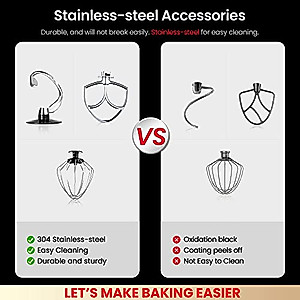 HAUSWIRT Stand Mixer,1000W 8+P Speed Tilt-Head Kitchen Mixers with LCD Display Timer,Planetary Mixing Food Mixer with Stainless Steel Bowl,Dough Hook, Beater & Wire Whip