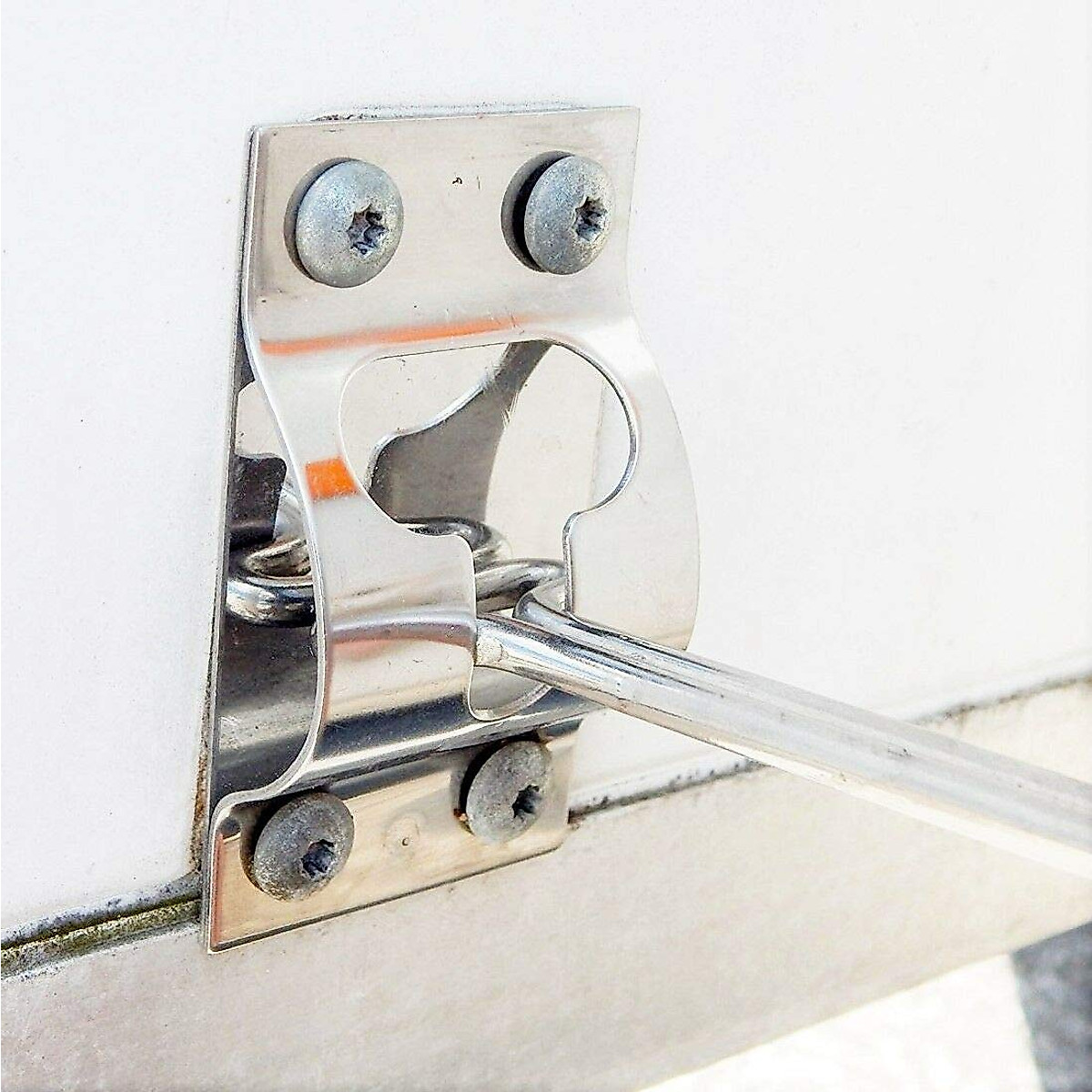 zqgsm 2 Set T Style Galvanized Iron Entry Door Catch Latch Holder RV Camper Trailer Cargo 4 inch