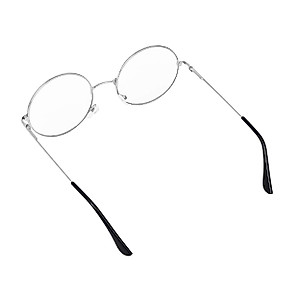 PLAY BLING Large 2" Metal Frame Round Glasses Set of 3 Clear Lens Glasses Lightweight Circle Eyeglasses for Women Men (Clear)