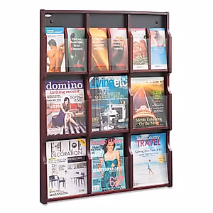 Safco 5702MH Expose Adj Magazine/Pamphlet Nine Pocket Display 29-3/4w x 38-1/4h Mahogany