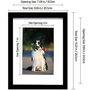 PEALSN 8x10 Picture Frame Set of 2, Made of High Definition Real Glass, Display 5x7 with Mat or 8x10 Without Mat, Photo Frames for Wall Mounting or Table Top Display, Black