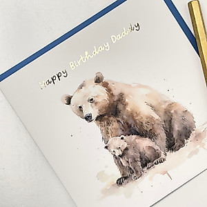 Old English Co. Brown Bear Happy Birthday Card for Daddy - Cute Bear Birthday Card from Young Children, Son, Daughter - Heartfelt Birthday Card for Daddy, For Him | Blank Inside with Envelope