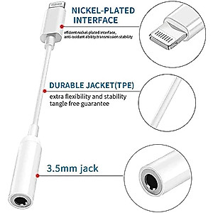 Apple MFi Certified 2 Pack Lightning to 3.5mm Headphone Aux Audio Jack Adapter, Aprolink iPhone Dongle Cable Earphones Headphones Converter Compatible with iPhone 12 12 Pro 11 11 Pro X XR XS Max 8 7