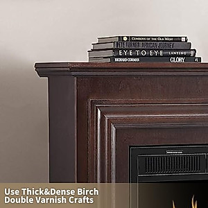 ZAFRO 36" Electric Fireplace Mantel Indoor Use with Realistic Dancing Flames,Package Freestanding Fireplace Heater,Overheat Protection,Brown Wooden Frame,7 Flame Brightness,Remote Control,750W/1500W