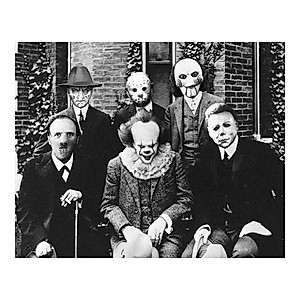 Halloween Groupie - Spooky Horror Movie Villians Wall Art Decor, Rustic Scary Movies Picture Wall Print, Perfect for Home Decor, Office Decor, Studio & Dorm Decor. Great Gift for Fans! Unframed-10x8"