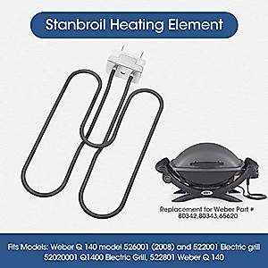 Stanbroil BBQ Grill Heating Element Replacement Part for Weber 80342, 80343, 65620, Q140, Q1400 Grills