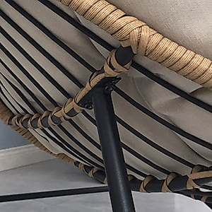 HARELA Indoor & Outdoor Rocking Chair, Patio Oversized Wicker Egg Rocking Chair, Padded Cushion Rocker Recliner Chair, for Front Porch, Living Room, Patio, Garden, Yard