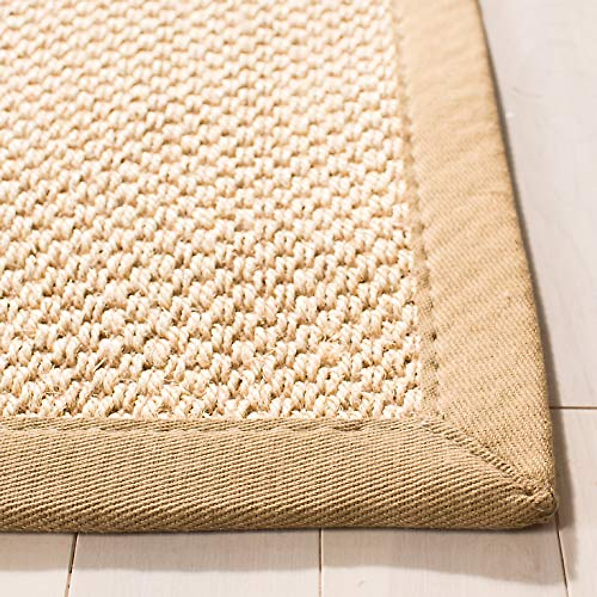 SAFAVIEH Natural Fiber Collection Area Rug - 9' x 12', Maize & Linen, Border Sisal Design, Easy Care, Ideal for High Traffic Areas in Living Room, Bedroom (NF141B)