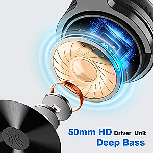 OneOdio Bluetooth Over Ear Headphones, 110 Hrs Wireless/Wired Stereo Sound Foldable Headsets with Deep Bass 50mm Neodymium Drivers for PC/Phone/Tablet - Studio Wireless Pro C, Black