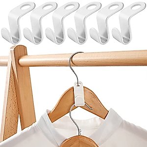 HOLLIHI 60 Pcs Clothes Hanger Connector Hooks,Plastic Cascading Hanger Hooks Extender Clips,Wardrobe Clothing Hangers Connection Hooks for Organizer Closet Cabinet Space Savers Hangers, White